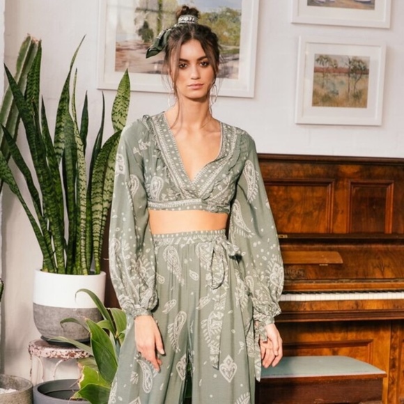 Jaase | Tops | Jaase Constance Print Long Sleeve Wrap Crop Top | Poshmark